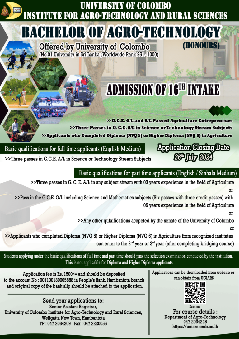 University of Colombo Institute of Agro - Technology and Rural Sciences ...