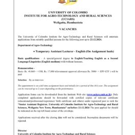 University of Colombo Institute of Agro - Technology and Rural Sciences ...