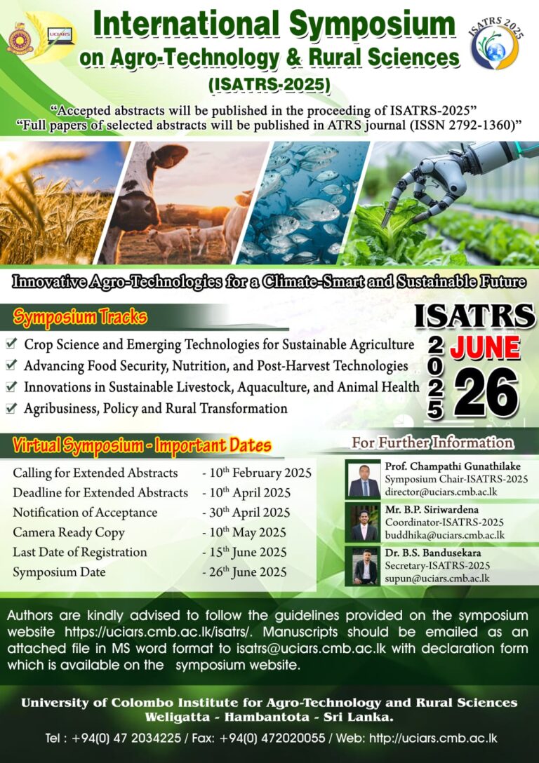 International Symposium on Agro-Technology and Rural Sciences (ISATRS ...